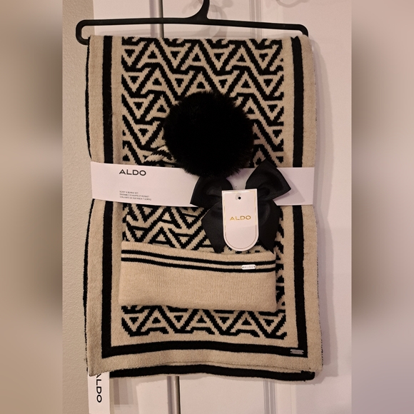 Aldo | Accessories | Aldo Black And Cream Patterned Winter Set | Poshmark
